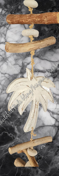 Beachy Hamptons Driftwood Wood Palm tree dangler, approx 10cm x 90cm # – Kispray Kreative