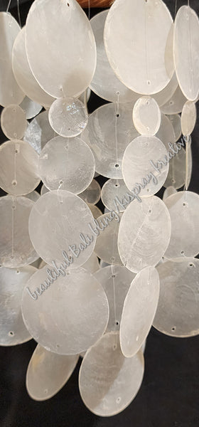 Capiz shell wind chime white decorative twisted rattan circle 28 cm dr ...