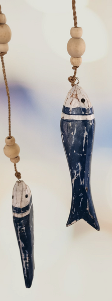 Wood dangler, blue fish approx 42cm wide x 90cm COMPLETE length 0102 ...