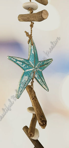 Wood dangler, starfish, green, approx 10cm x 86cm COMPLETE length ...